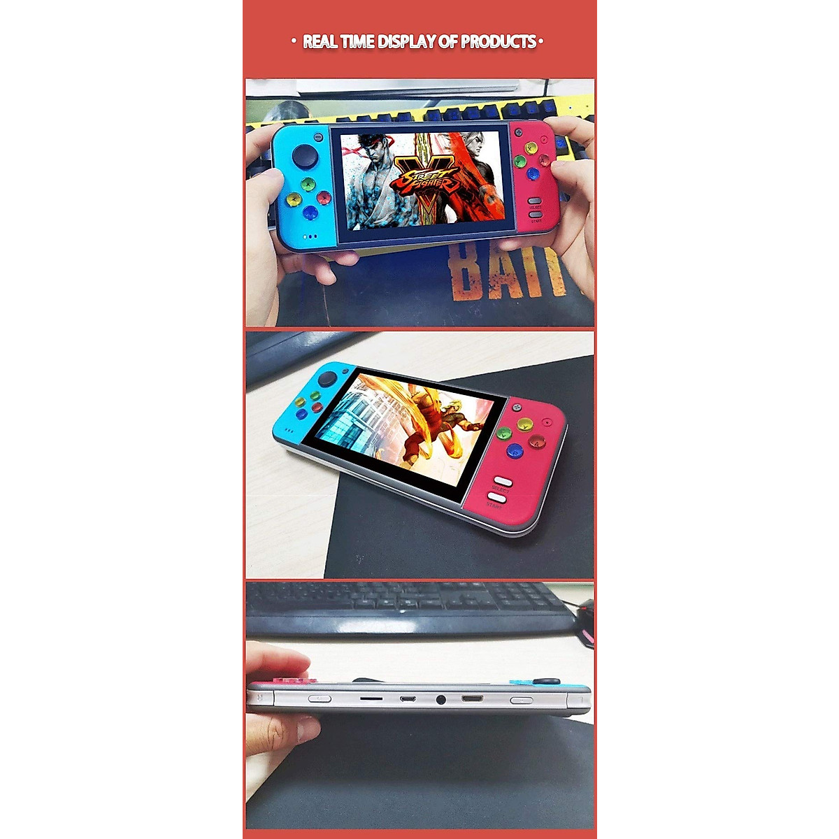 New CZT 5.1 LCD Screen Cool Color Handheld Game Console Multiple simulators Built-in 5000 Games can be archived Support HDMI Output/Video/Music/e-Book/Rechargeable Lithium Battery (Gray)