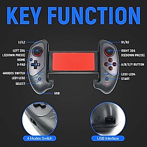 Mcbazel PG-9083s Wireless 3.0 Stretching Extendable Gamepad Telescopic Game Controller Joystick Pad for 5-10 inch Android Smart Phone Tablet Windows PC (NOT for iOS)