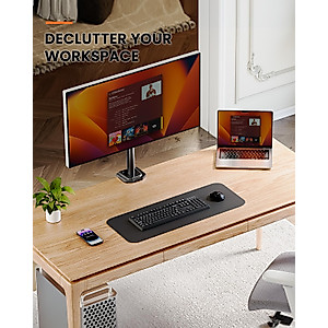 Ergear Monitor Mount for Most 13-32" Computer Screens up to 17.6lbs, Improved LCD LED Monitor Riser, Adjustable Height and Angle, Single Desk Mount Stand, Black, EGCM12