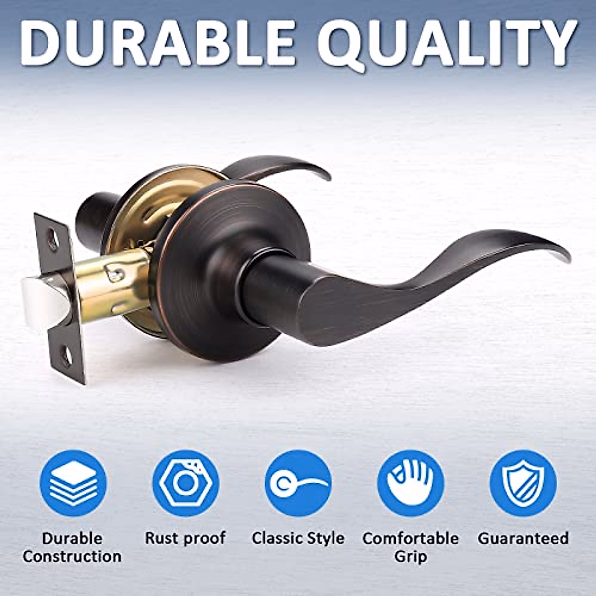 Mengico 1 Pack Door Lever Handle,Oil Rubbed Bronze Door Handle Interior,Door Lever Interior Closet Hallway Door Handles,Reversible Wave Lever Handle