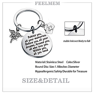 FEELMEM BSN Keychain BSN Bachelor of Science Nursing Gifts Behind You All Memories Before You All Your Dream BSN Graduation Gift for Women (BSN Keychain)