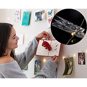 Photo Clip 17Ft - 50 LED Fairy String Lights with 50 Clear Clips for Hanging Pictures, Photo String Lights with Clips - Perfect Dorm Bedroom Wall Decor Wedding Decorations