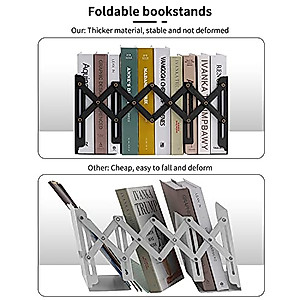 MSDADA Adjustable Bookends, Bookends for Heavy Book, Expandable Book Organizer for Office, School, Libraries, Extends up to 19 inches (Black)