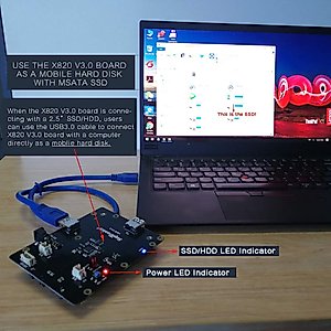 Geekworm X820 V3.0 2.5“ SATA HDD/SSD Storage Expansion Board, USB 3.0 Mobile Hard Disk Module for Raspberry Pi 3 B+/3B&2.5 Inch SATA HDD/SSD