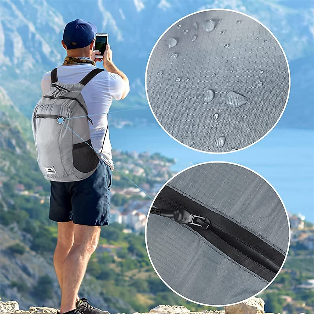 MasterTool Hiking Daypack, Water Resistant Lightweight Packable Foldable Backpack for Travel Camping Outdoor, Black, (291-2243-06), 20L