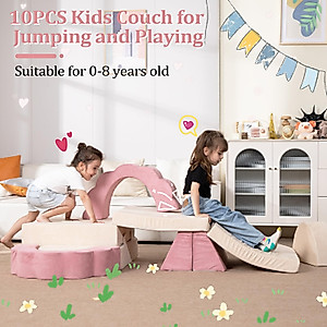 LOAOL Kids Couch, Modular Kids Play Couch, Multifunctional Foam Toddler Couch for Playroom, Imaginative Convertible Foam Couch for Creative Girls and Boys, Kids Couch Toddler Sofa