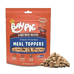 BAYPIE Freeze Dried Raw Dog Food Topper – High Protein Beef Recipe, Grain Free Dog Foods & Meal Mixers – 20 oz