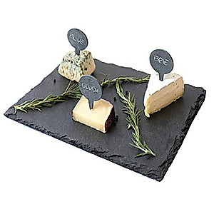 Lonovel Slate Cheese Board Natural Slate Cheese Plates for Kitchen Dining,Parties,Entertaining,8"x12" Slate Placemats Slate Serving Tray for Cake,Fruit,Biscuit,Meat,Charcuterie Slate Boards Set of 3