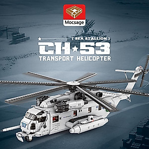 Mocsage Modern Military Helicopter Modular Building Blocks Set, 2192Pcs 1/35 for Sikorsky CH-53E Super Stallion Airplane Cosntruction Toys for MOC Lovers