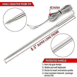 ThermoPro TP21 Wireless Meat Thermometer for Grilling and Smoking, BBQ Thermometer for Cooking, Food Grill Thermometer with 8.5' Meat Probe, Smoker Thermometer with Alert & Timer, LCD Backlit Screen