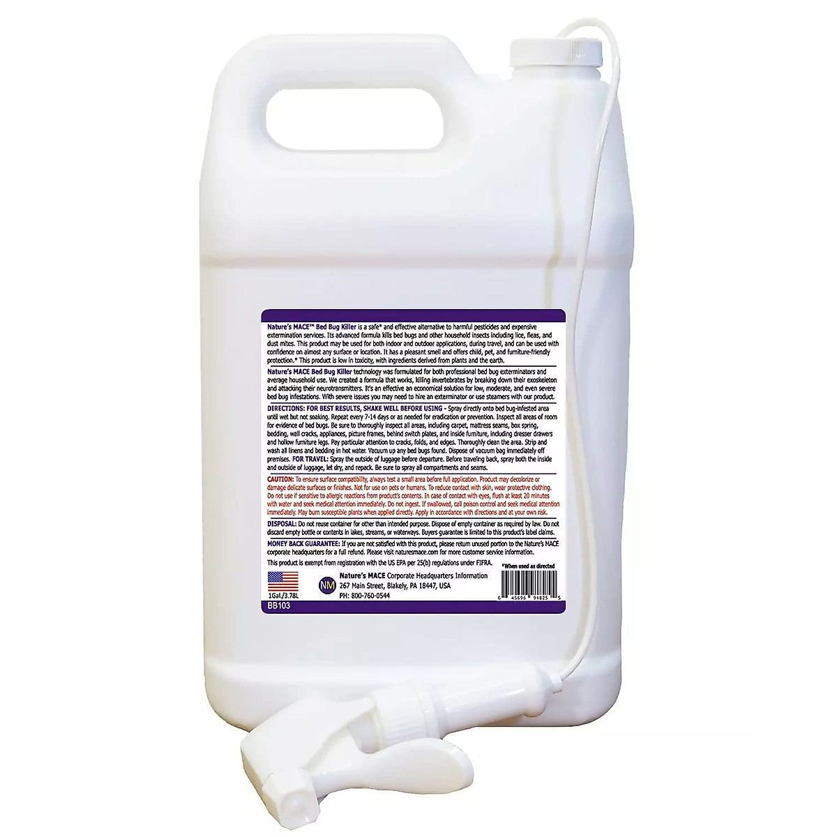 Nature’s MACE Bed Bug Killer 1 Gal Spray/Commercial Grade Bed Bug Killer/Kills Eggs, Nymphs, and Adults Bed Bugs on Contact/Odorless & Non-Staining Spray