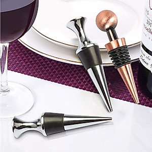 DOITOOL Stainless Steel Wine Bottle Stopper Silicone Metal Champagne Stopper Reusable Wine Preserver for Home Wedding Bronze