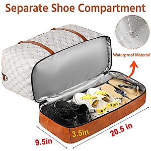 IBFUN Overnight Bags for Women, Large Travel Duffel garment Bag for Women with Shoes Compartment, Carry on Bag for Airplanes Men Leather Travel Business Essential Toiletry Gift 3Pcs