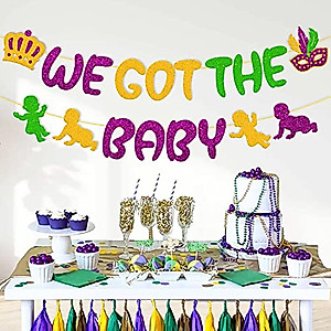 We Got The Baby Banner Mardi Gras Baby Shower Party Decorations Carnival New Orleans Masquerade Fleur De Lis Fat Tuesday Theme Gender Reveal Party Supplies