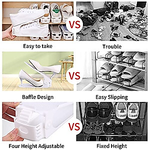 Antigo Shoe Slots Organizer，20 Pcs Adjustable Shoe Stacker for Closet Organization, Double Deck Shoe Rack Holder Storage Space Saver (White)