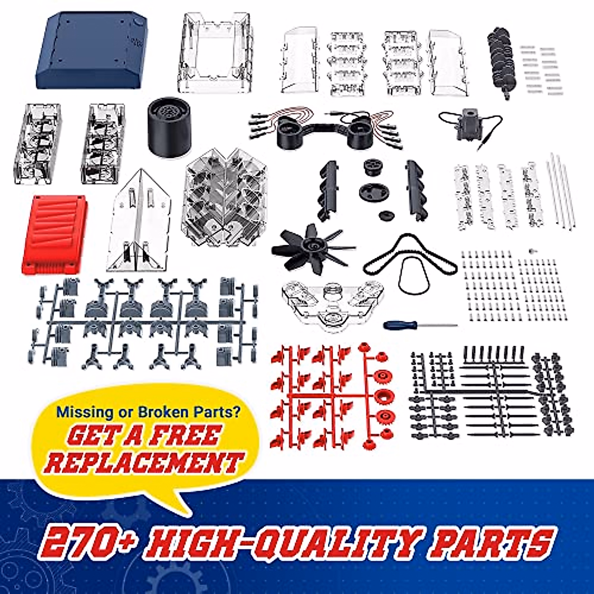 Playz V8 Combustion Engine Model Building Kit for Kids, Adults - STEM Hobby Toy, Educational Engineering & Science Kit for Aspiring Engineers Ages 12+ w/ DIY Guide & Realistic Mini Parts That Run
