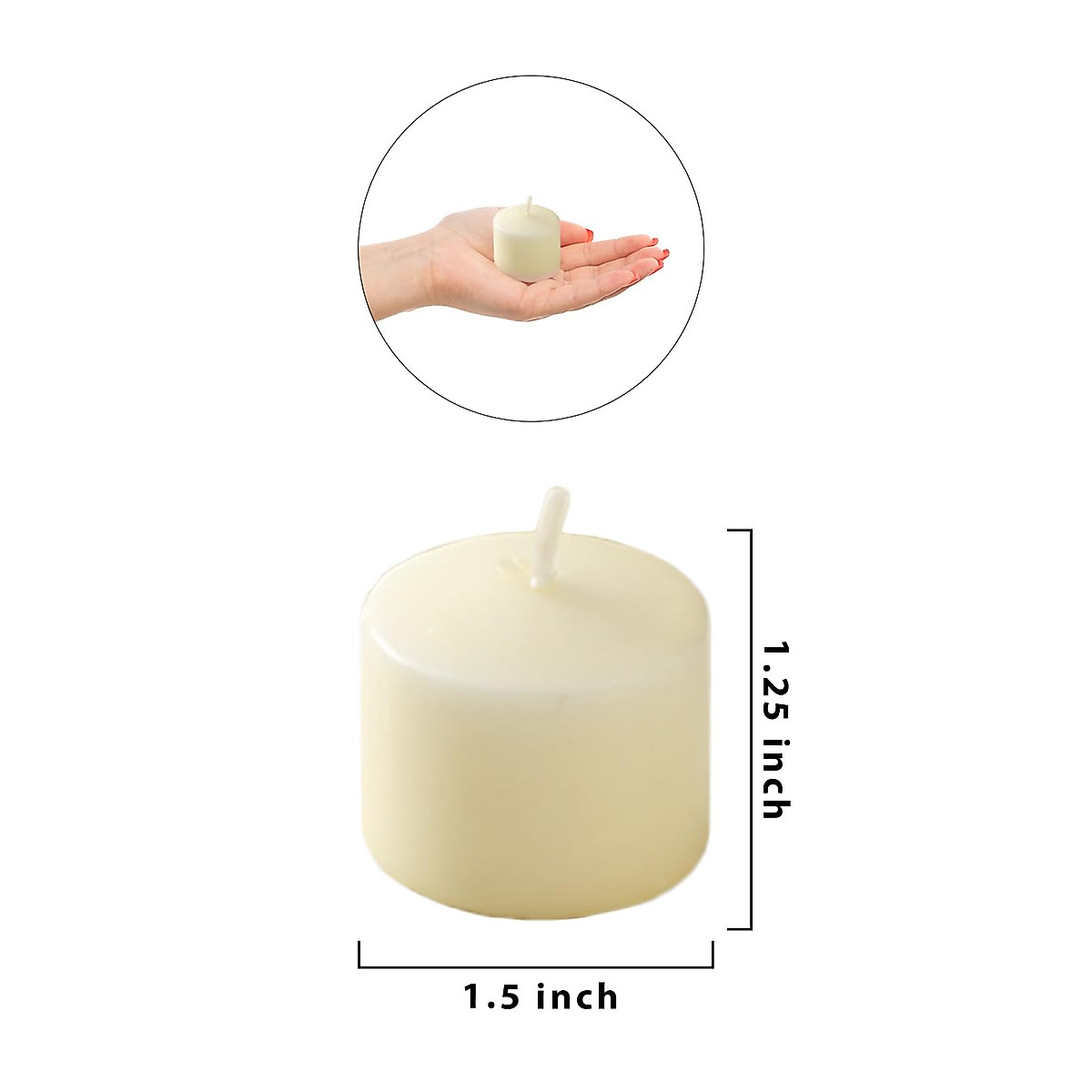 Serene Spaces Living 10-Hour Ivory Votive Candle, Unscented, Long-Burning Tea Light Candles for Weddings, Parties, Events, Restaurants & Bars, Set of 36