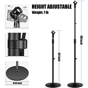 GLEAM Microphone Stand - Universal Mic Mount with Heavy Compact Base