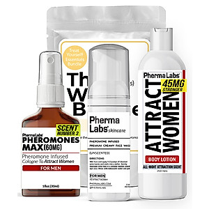 PHERMALABS Pheromone Cologne Essentials Bundle: Cologne, Unscented Face Wash and Body Lotion (3 items) - for Him [Attract Women]