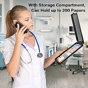 Nursing Clipboard with Storage, Deli Nurse Clipboard Clip Board Folder with 5 Quick Access Cheat Sheets for Nurses, Nursing Students, Doctors, Black