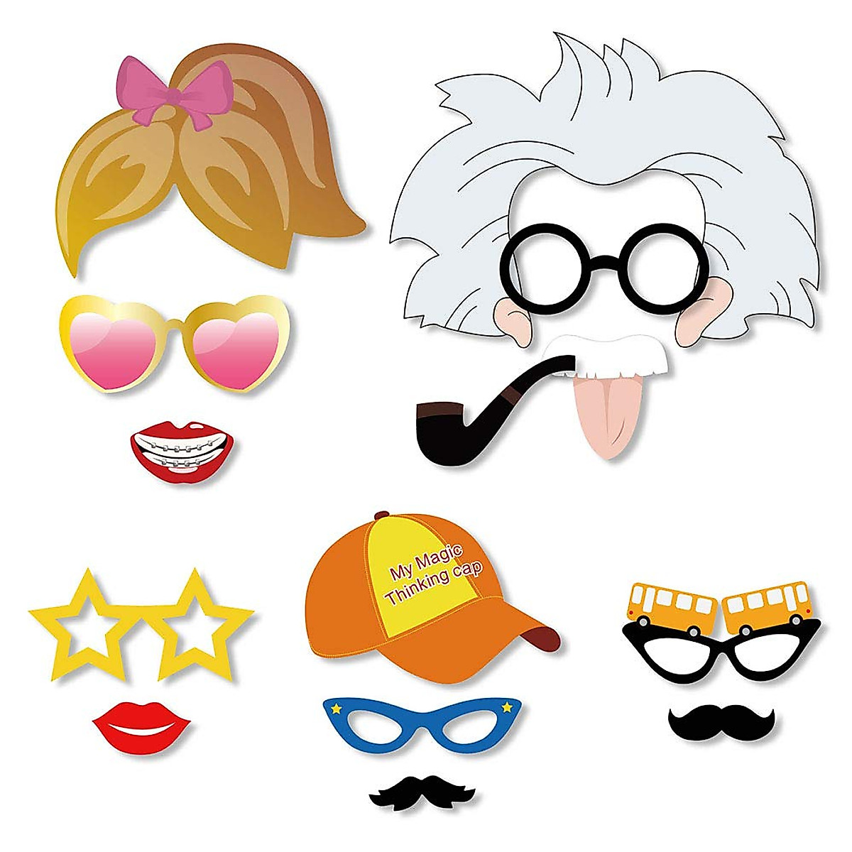 Konsait 46Count Back to School Photo Booth Props, First Day of School Welcome Decorations,Apple Pencil Stationery Chalkboard Decor for New Grade Celebrating Classroom Kindergarten Party Supplies