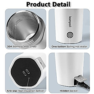 Travel Electric Kettle, Portable Electric Kettle for Boiling Water, Small Travel Tea Kettle Automatic Shut off, One Cup Hot Water Maker, 350ml-White