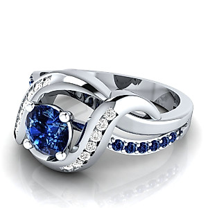 IdealJewel95 0.85 ct Round Blue & White Sapphire Sterling Silver Engagement Ring Sizable For Women Wedding/Valentines / Engagement_10