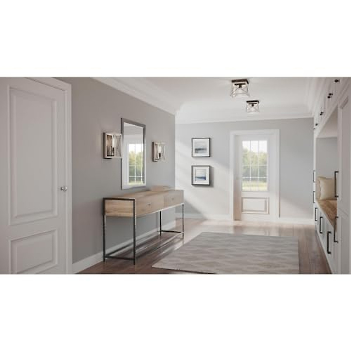 Briarwood Collection Whitewashed One-Light Farmhouse Flush Mount Ceiling Light