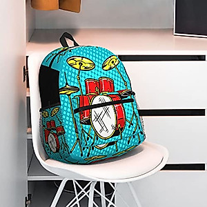 Limhibu Travel Backpack for Boys Girls Kids, Doodle Drum Musical Instrument Backpacks Children School Bag Bookbag Daypack for Men Women