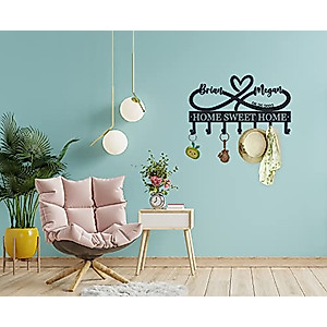 EXUNART Personalized Key Holder for Wall, Infinity Key Hooks, Coat Rack, Key Rack for Wall, Custom Name Rack, Decoration Hook, Decorative Metal Sign Key Hanger Home Decor for Wall .Wedding Gift