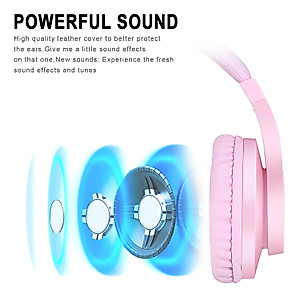 BlueFire Kids Headphones for Online School, Children, Teens, Boys, Girls, 3.5mm Stereo Over-Ear Gaming Headphone with Microphone and Volume Control for PS4, PS5, New Xbox One（Pink）