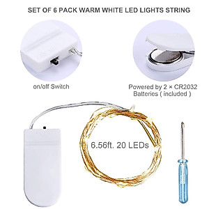 TingMiao Fairy Lights, 6 Pack Fairy Lights Battery Operated 7.2 ft 20 LED Mini String Lights Waterproof Copper Wire Firefly Starry Lights for Wedding Bedroom Party Christmas Decor(Warm White)