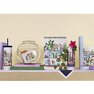 Kate Spade New York Insulated Tumbler with Reusable Straw, 20 Ounce Acrylic Travel Cup with Lid, Bookshelf