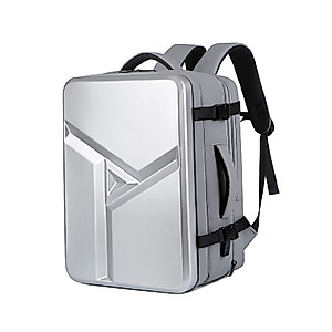 Elsegeod Hard Shell Gaming Backpack for Men，Anti Theft Waterproof Computer Bag with USB Port & Wet Pocket，Expandable Business Travel Carry On Luggage Backpack fit 15.6/16/17Inch Laptop ，silver