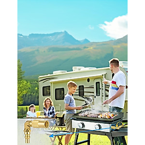 SARDVISA Portable 1/4 Inch RV Quick Connect Fitting, Brass 90 Degree Elbow Propane Conversion Adapter for Blackstone Tabletop Grill - 17 Inch and 22 Inch Portable Gas Griddle