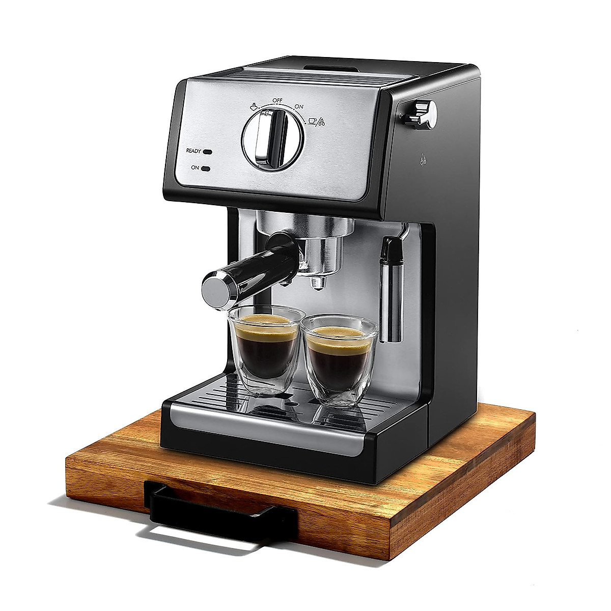 EVERBBKING Natural Acacia Sliding Tray for Coffee Machine Kitchen Appliance slider Moving Caddy, appliance slider,appliance rolling stand air fryer rolling tray