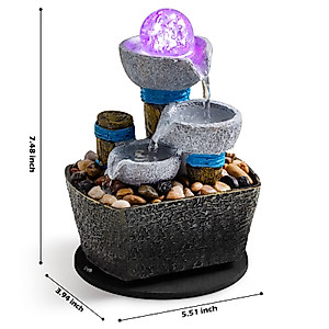 Tabletop Fountain Tabletop Waterfall Meditation Fountain Indoor Fountain Decorative Fountain Office Home Leisure and Relax Mini Tabletop Pool Leisure Fountain Including Many Natural River Rocks