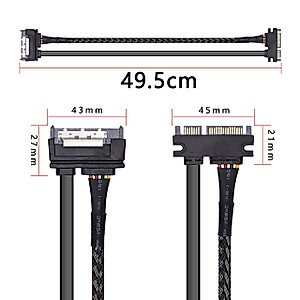 GELRHONR 22Pin SATA Power Extension Cable,22 Pin（7+15） Sata Male to Female Data and Power Combo Extension Cable with Locking Latch,for HDD,SSD,Optical Drives, DVD Burners, PCI Cards-50CM(6Gbps/s)