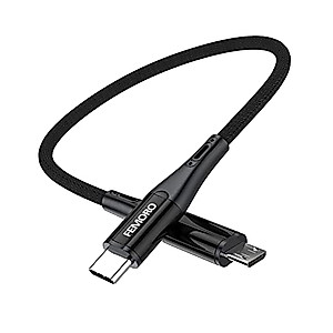 USB C to Micro USB Cable, FEMORO 1 Feet Micro USB to USB C Cable 480Mbps OTG Braided Short Type C to Micro USB Cable Compatible for MacBook Pro Galaxy S22 S21 S10 Pixel 5 4 3 2 Kindle LG HTC