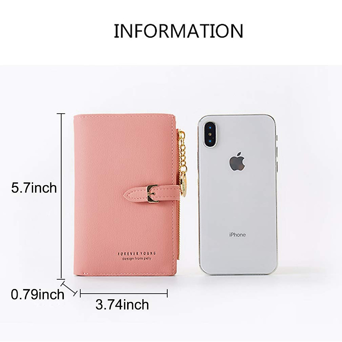 QICHUANG Women's RFID Blocking Short Purse PU Leather Medium Clutch Wallet Bifold Card Coin Holder Organizer Small Lady Purse (gray)