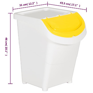 vidaXL 3-Piece Stackable Waste Bins with Detachable Lids, White Polypropylene, 31.7 Gal Total Capacity, Easy Cleaning, Lightweight and Impact-Resistant