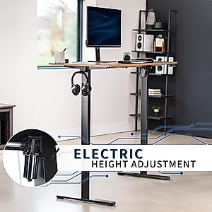 VIVO Electric 55 x 24 inch Stand Up Desk, Height Adjustable Standing Home & Office Workstation with Memory Controller, Rustic Vintage Brown Top, Black Frame, DESK-E155TN