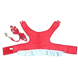 SMALLLEE_LUCKY_STORE Bow Flower Striped Print Cat Small Dog Harness Dress with Leash for Girls Adjustable No Pull Escape Proof Soft Walking Jacket Waterproof Puppies Kitten Harness Vest Outdoor,Blue S