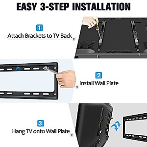 Mounting Dream Tilting TV Mounts for Most 26-55 Inch LED, LCD TVs up to VESA 400 x 400mm and 88 LBS Loading Capacity, TV Wall Mount with Unique Strap Design for Easily Lock and Release MD2268-MK