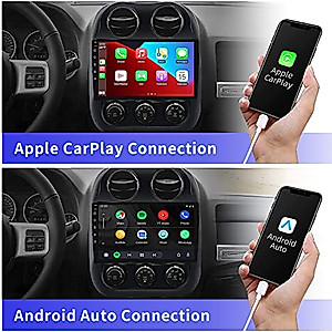 Car Radio for Jeep Patriot Compass 2010-2017 Android 12 Built-in Carplay Andriod Auto FM AM Bluetooth 10 inch Touchscreen GPS Navigation 2GRAM 32GROM