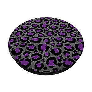 Dark Grey Violet Purple Black Spot Cheetah Leopard Print PopSockets Swappable PopGrip