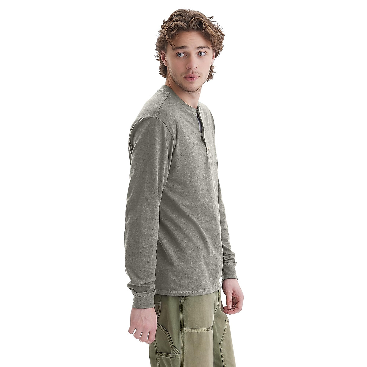 Hanes Men's Beefy Long Sleeve Three-Button Henley