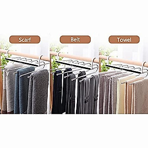 WudTus Pants Hangers Space Saving,2 Pack Closet Clothes Storage Organizer Clothes Hanger,6 Tier Non Slip Folding Stainless Steel Pants Skirt Magic Hangers for Scarf Jeans Trousers Ties Towels Leggings