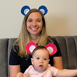 1 Bear Ears Headband and Tail Set colorful rainbow multiple colors to choose from Hot Pink Royal Blue Turquoise Green Yellow Orange Red Light Purple (Orange)