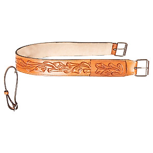 Acerugs WESTERN HORSE SADDLE BACK CINCH PLEASURE TRAIL RIDING TACK ACCESSORIES COWHIDE LEATHER PREMIUM HAND CARVED REAR GIRTH BUCKING FLANK STRAP CHAFELESS ALL PURPOSE (Tan)